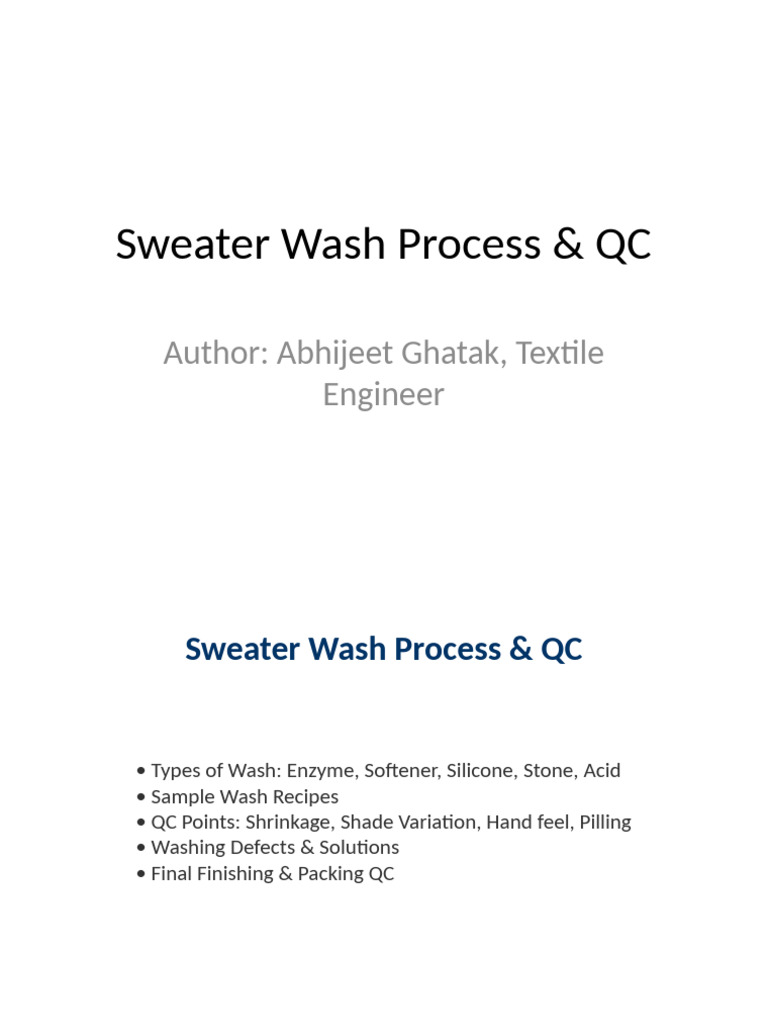 Sweater Washing & Quality Control Guide | PDF