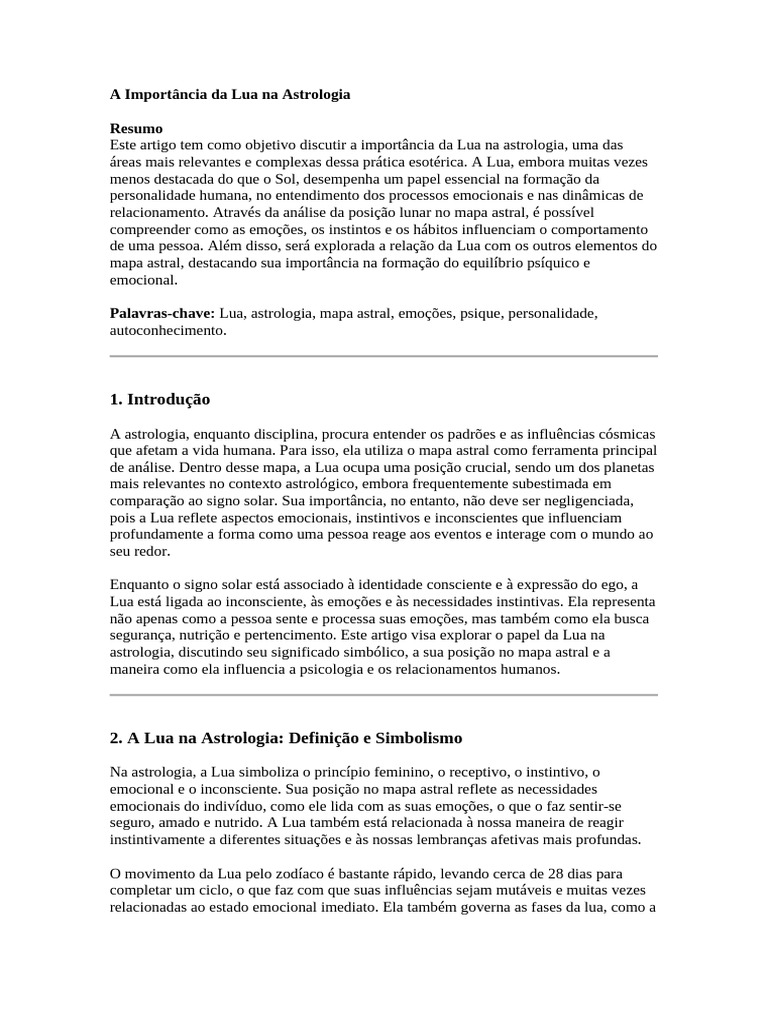 A Lua na Astrologia e Suas Emoções | PDF | Emoções | Astrologia