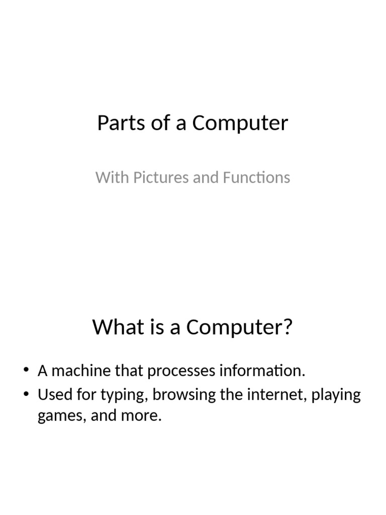 Parts of Computer Presentation | PDF