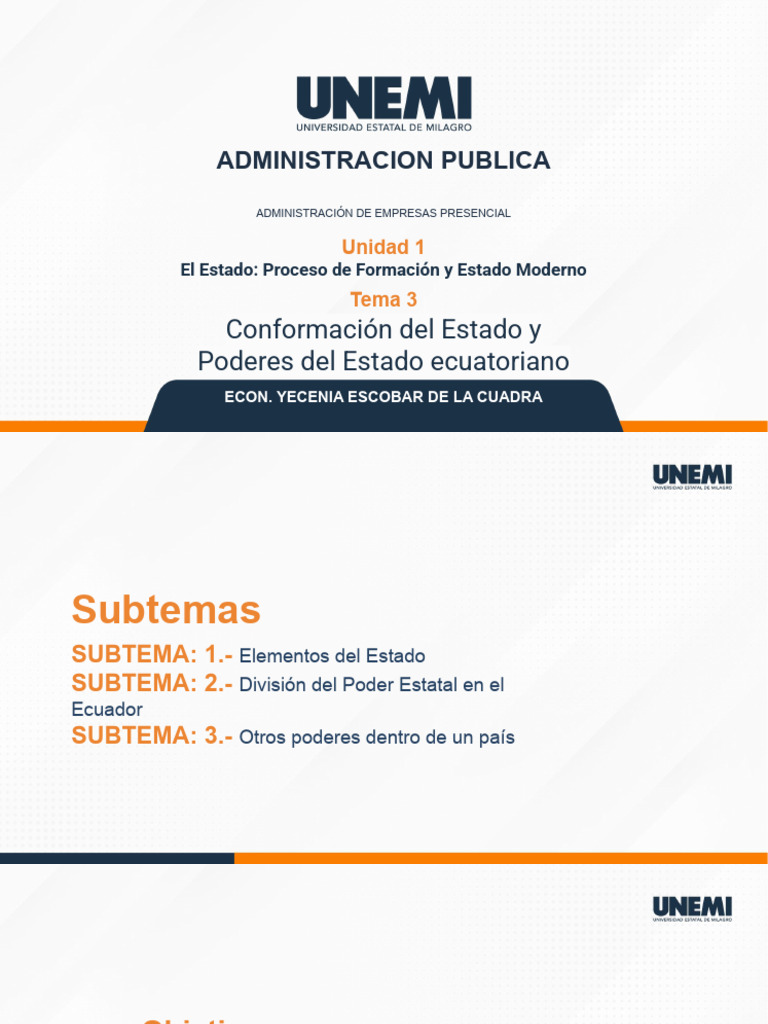 Elementos y Poderes del Estado Ecuatoriano | PDF | Separación de ...