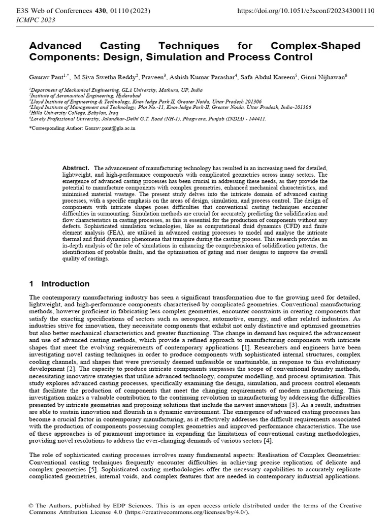 Advanced Casting Techniques For Complex-Shaped Components | PDF | Computer Aided Design ...
