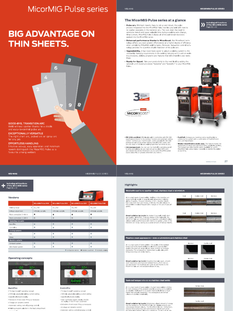 Spec Lorch Micormig Synergic Pulse Mig Welding Machine 350a | PDF