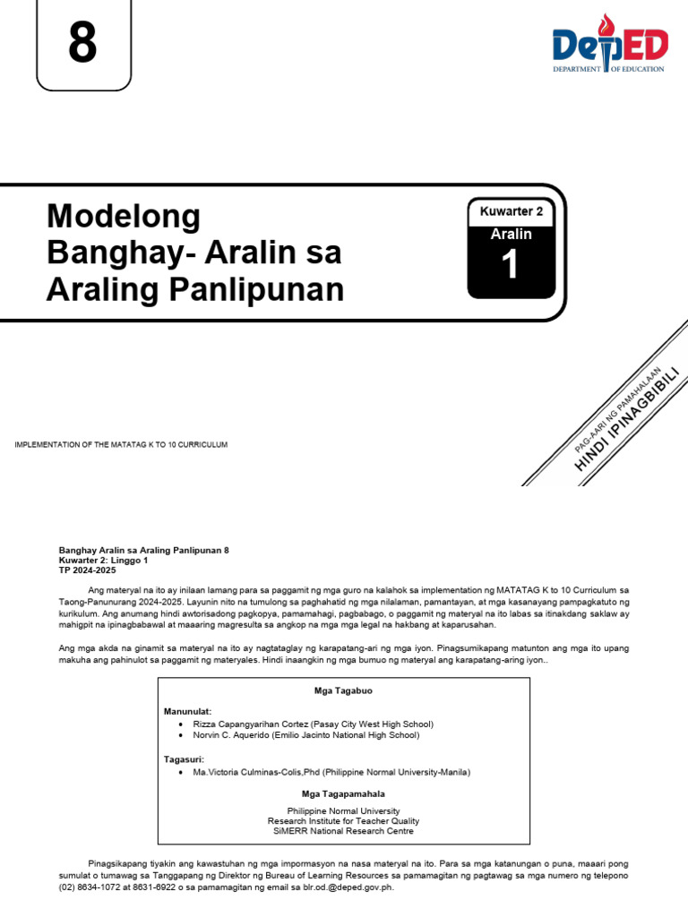 Q2 LE AP8 Lesson1 Week1 | PDF