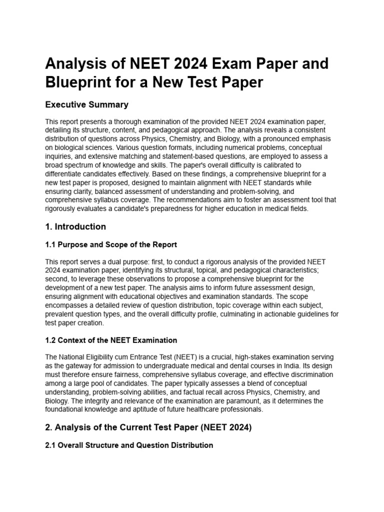 Test Paper Analysis and Creation | PDF | Chemistry | Force