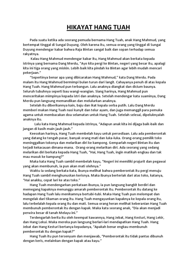 KISAH HEROIK HANG TUAH | PDF