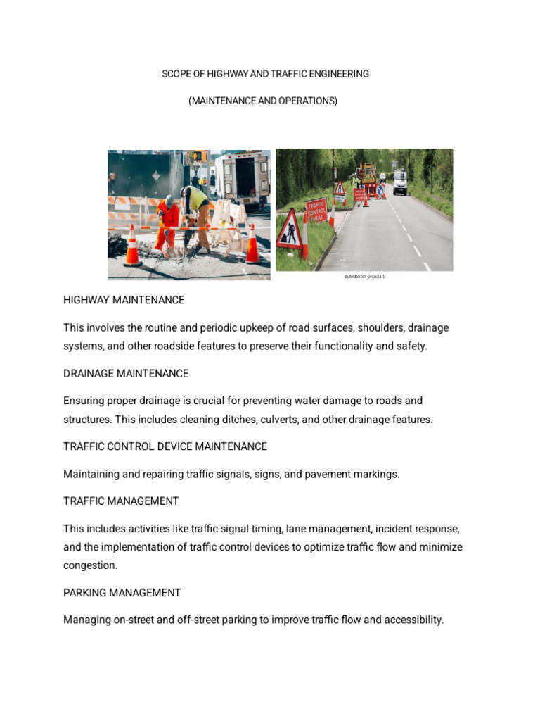 Highway and Traffic Engineering Scope | PDF