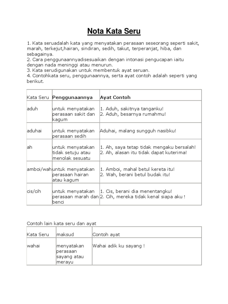 Nota Kata Seru | PDF