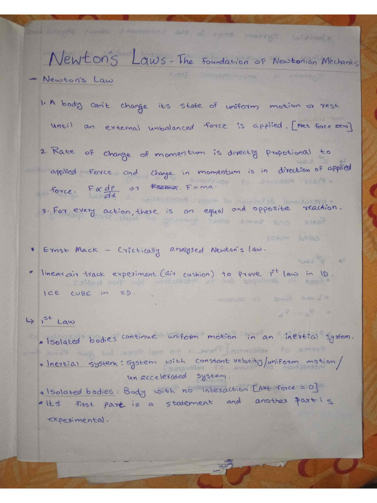 M2 - Full Note - 1ST Sem Core Physics - Newton's Laws | PDF
