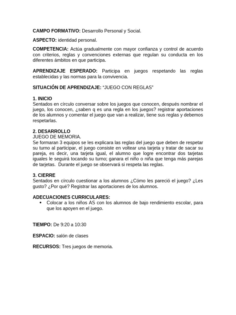 Juegos para Desarrollar Identidad y Escritura | PDF | Aprendizaje ...