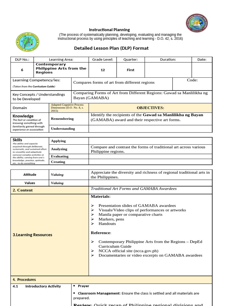 CPAR DLP WEEK 6: Gawad Sa Manlilikha NG Bayan (GAMABA) | PDF | Learning ...