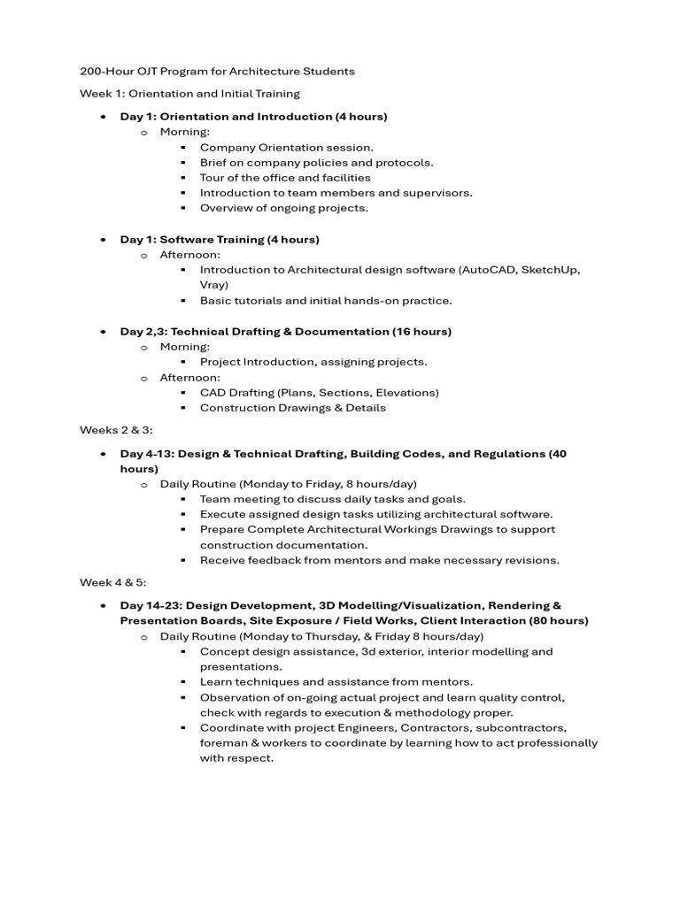 200-Hour Architecture Internship Program | PDF | Computer Aided Design