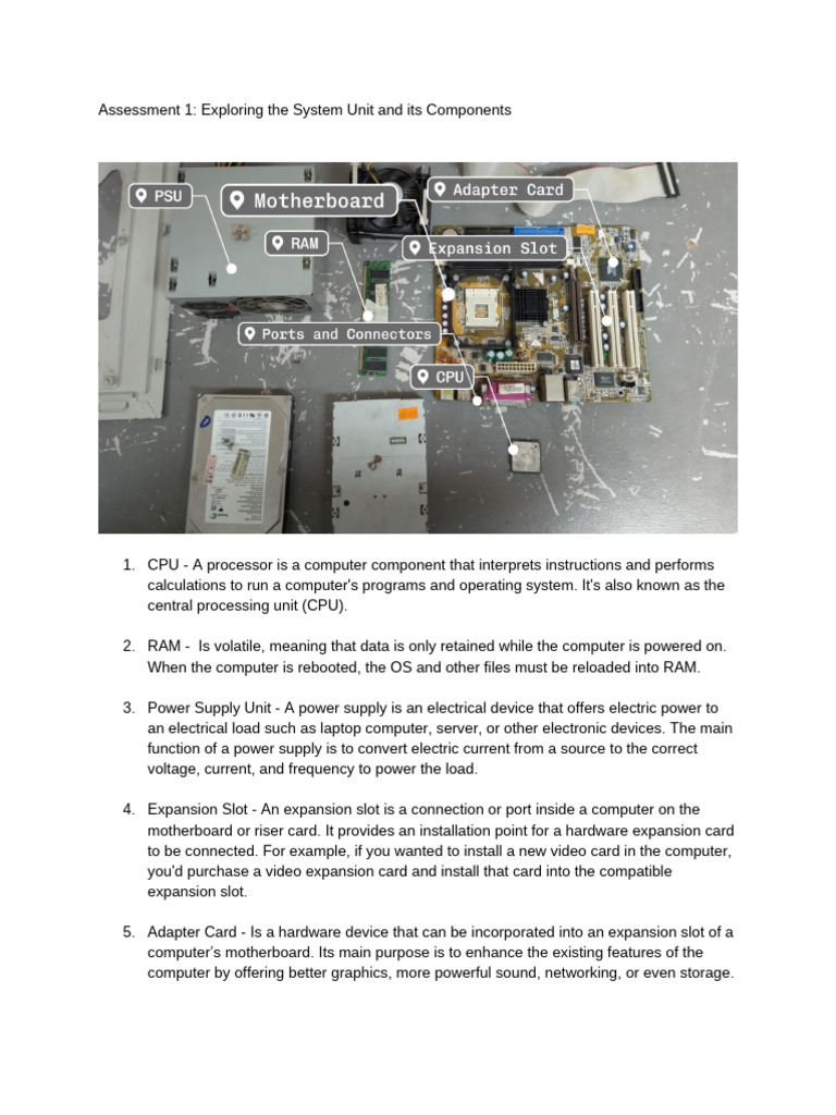 System Unit Components Overview | PDF | Computer Hardware | Personal ...