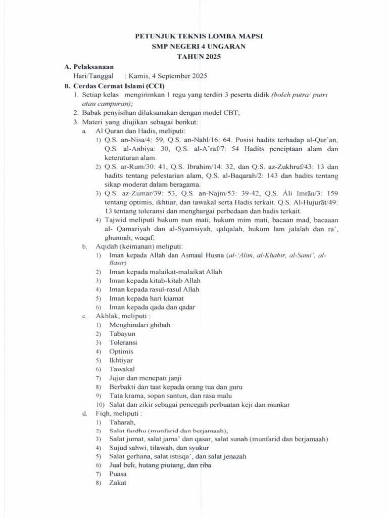Juknis Mapsi SMPN 4 Ungaran | PDF