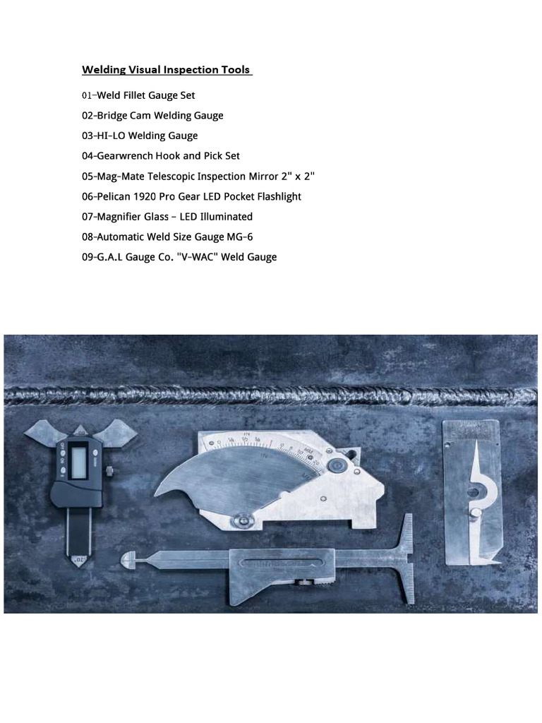 Welding VT Inspection Tools | PDF