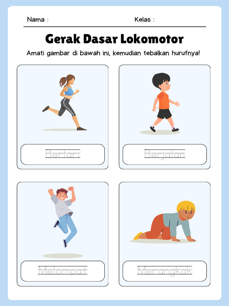 Gerak Dasar Lokomotor Lembar Kerja PJOK | PDF
