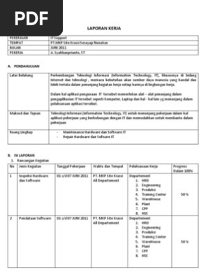 Contoh Laporan Kerja It Support - IzaiahatSteele