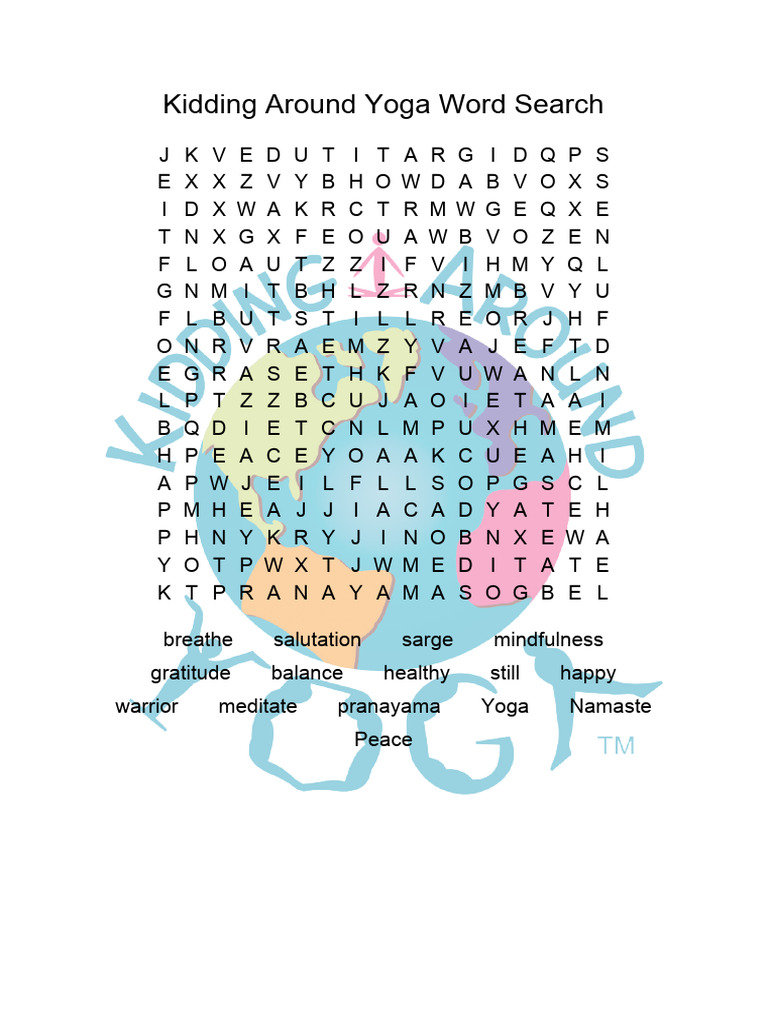 Kidding Around Yoga Word Search | PDF