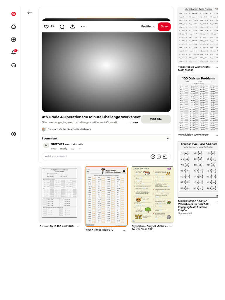 4th Grade 4 Operations 10 Minute Challenge Worksheet: 24 Profile | PDF