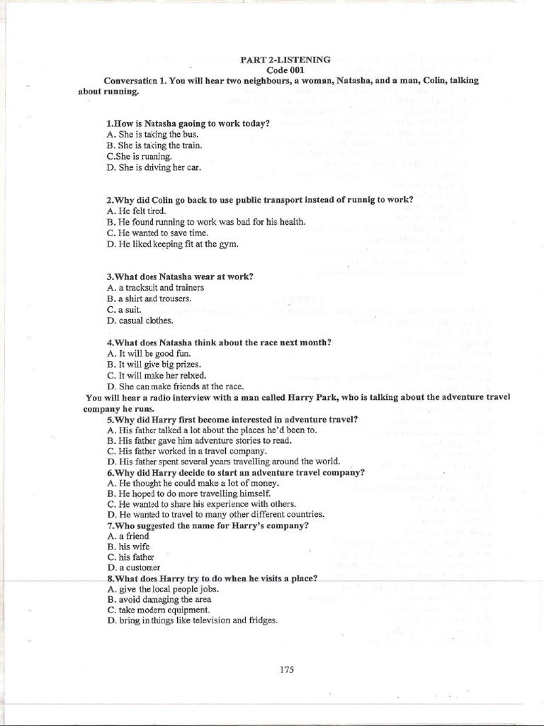 Listening Part 2 With Key and Transcript | PDF