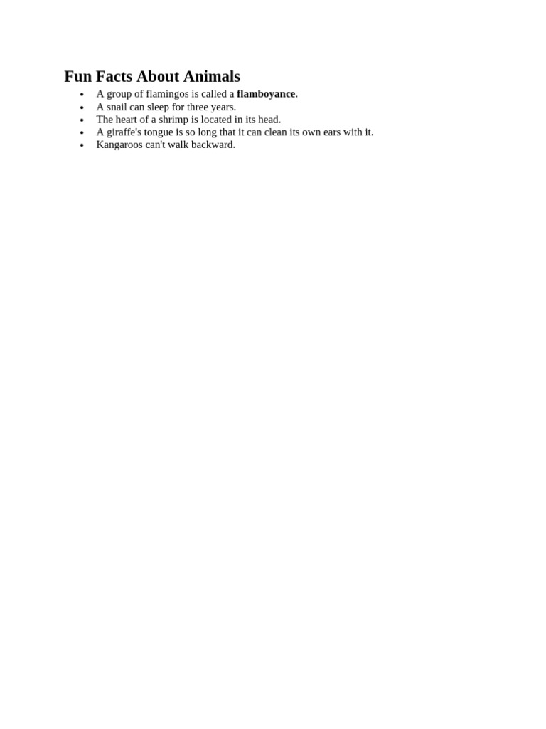 Fun Facts About Animals | PDF