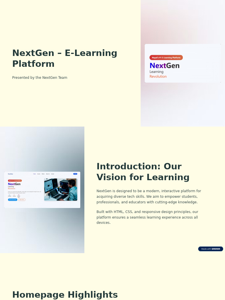 NextGen E Learning Platform | PDF | Educational Technology | Computing