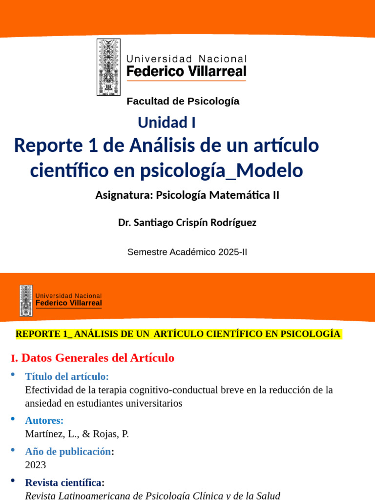 Reporte de Un Articulo Cientifico - SS | PDF | Terapia de conducta ...