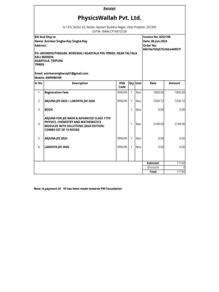 PW Invoice | PDF
