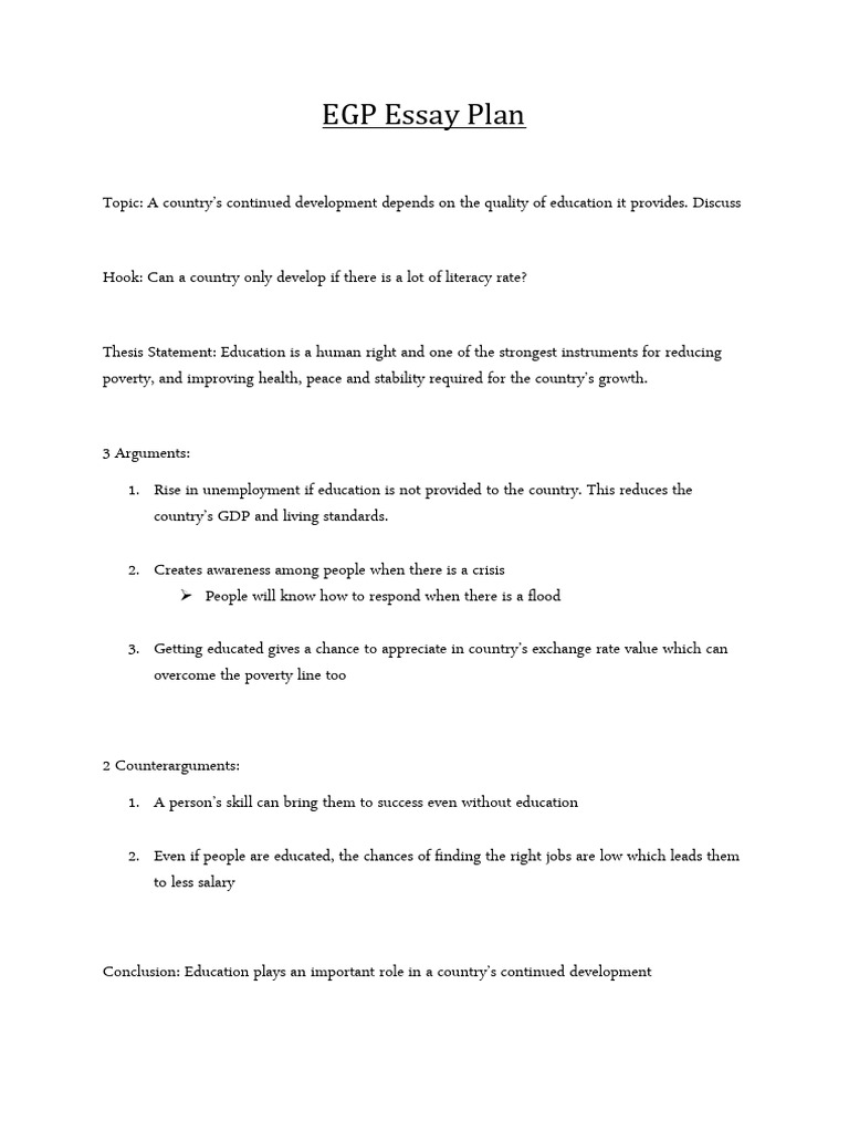 EGP Essay Plan PDF | PDF