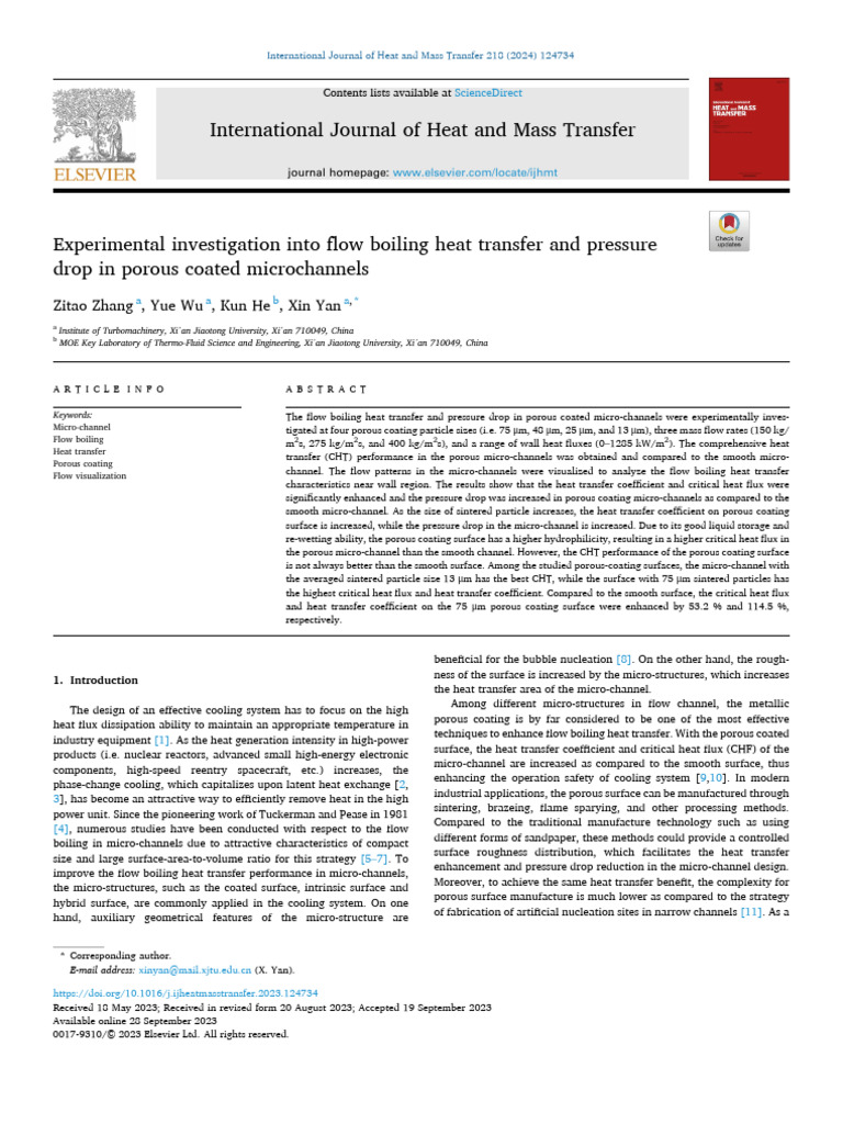 Experimental Investigation Into Flow Boiling Heat Transfer and Pressure ...