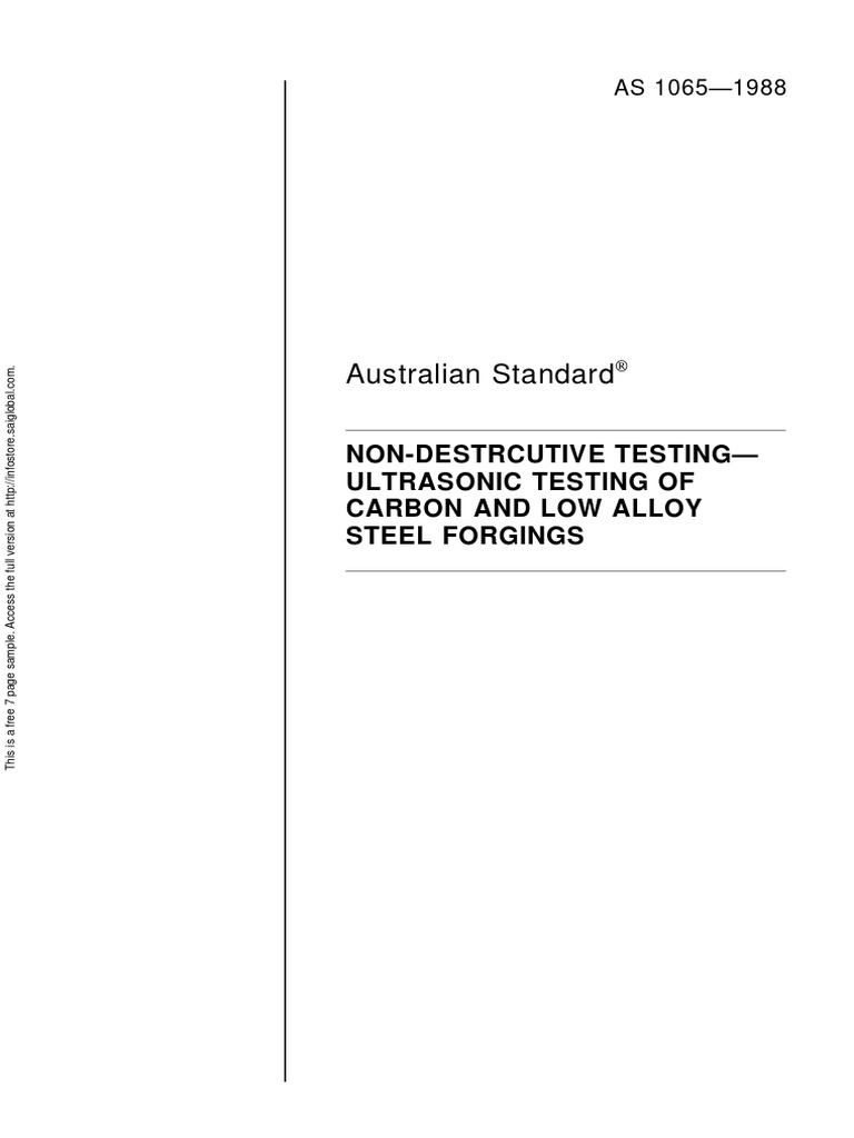 As 1065-1988 Non-Destructive Testing - Ultrasonic Testing of Carbon and ...