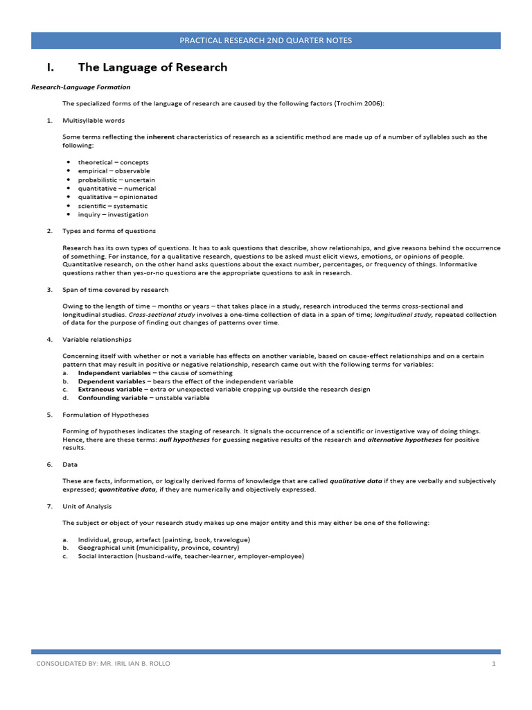 Research Language and Methodology Notes | PDF | Quantitative Research ...