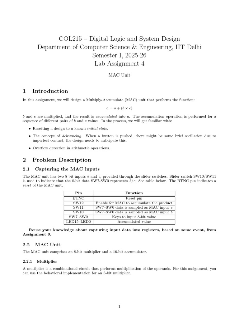 2501 COL215 Lab Assignment 4 | PDF | Switch | Multiplication