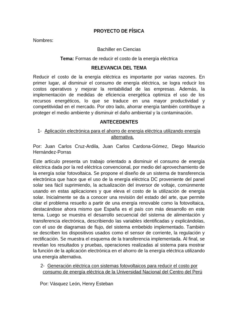 Proyecto de Física | PDF | Ingenieria Eléctrica | Encendiendo