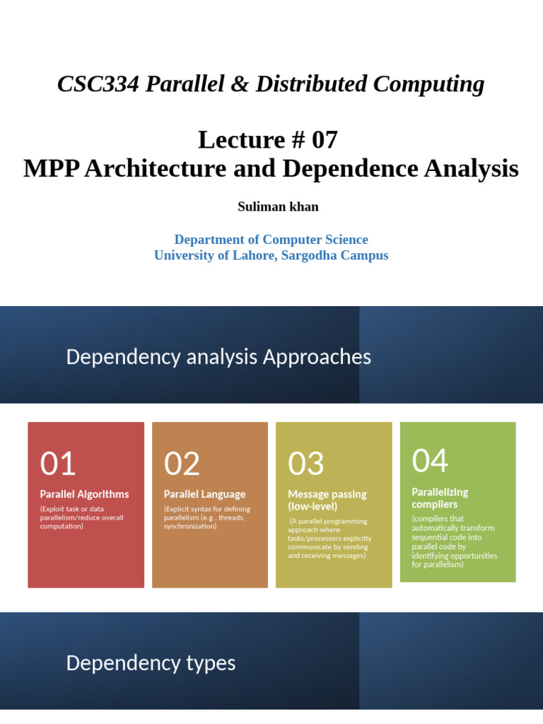 Lecture 7 MPP Architecture & Dependence Analysis-1 | PDF | Parallel ...