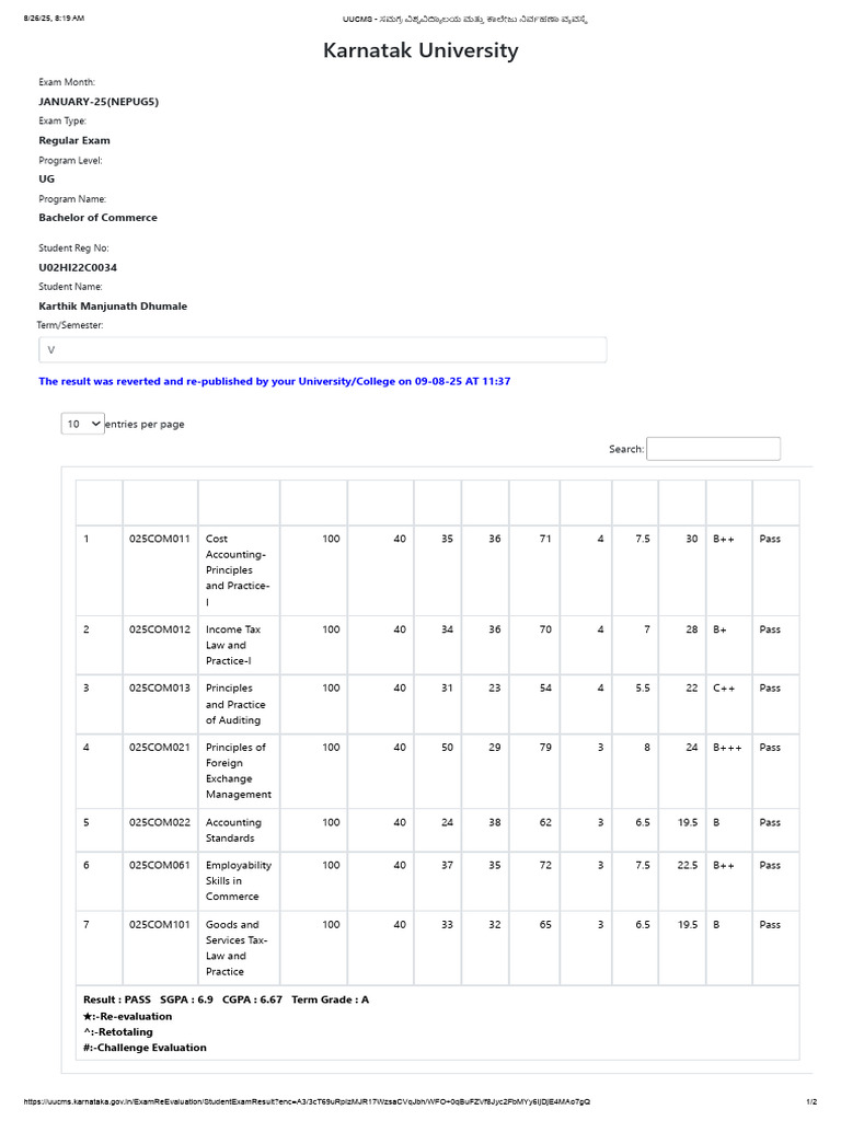 B Com 5th Sem Results | PDF | Business | Economies