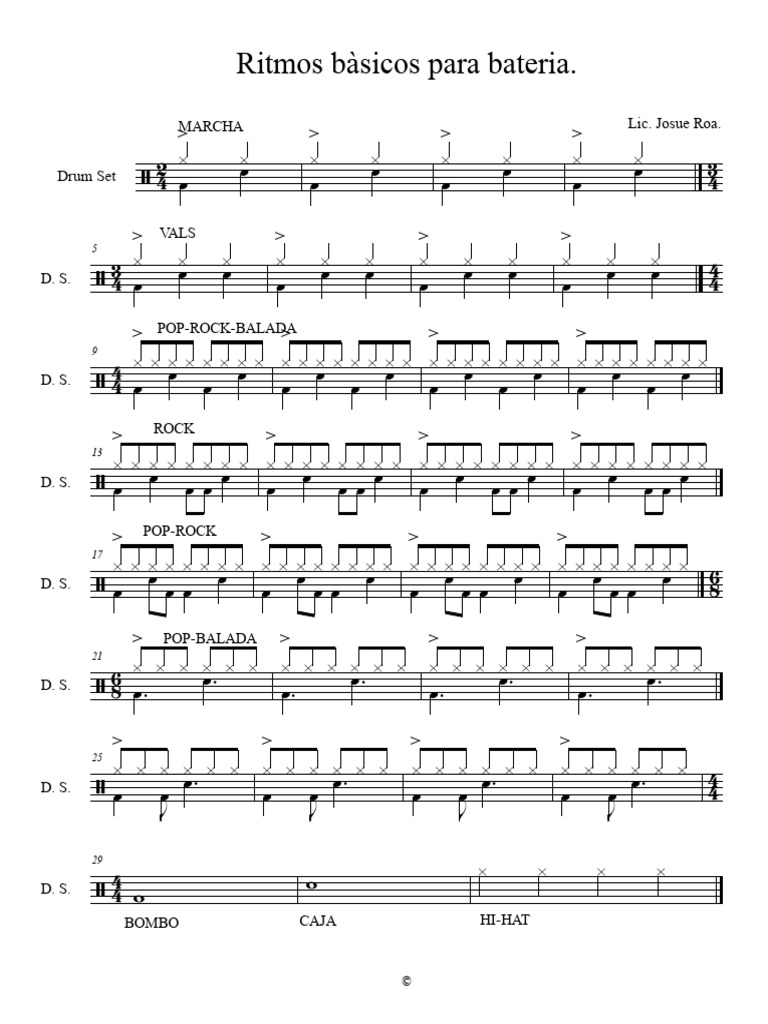 Ritmos Básicos de Batería para Principiantes | PDF