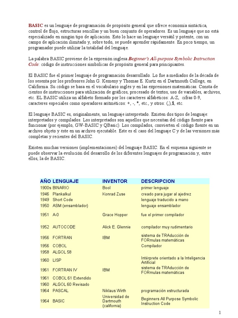 Manual Basico Lenguaje BASIC | PDF | Básico | Lenguaje de programación