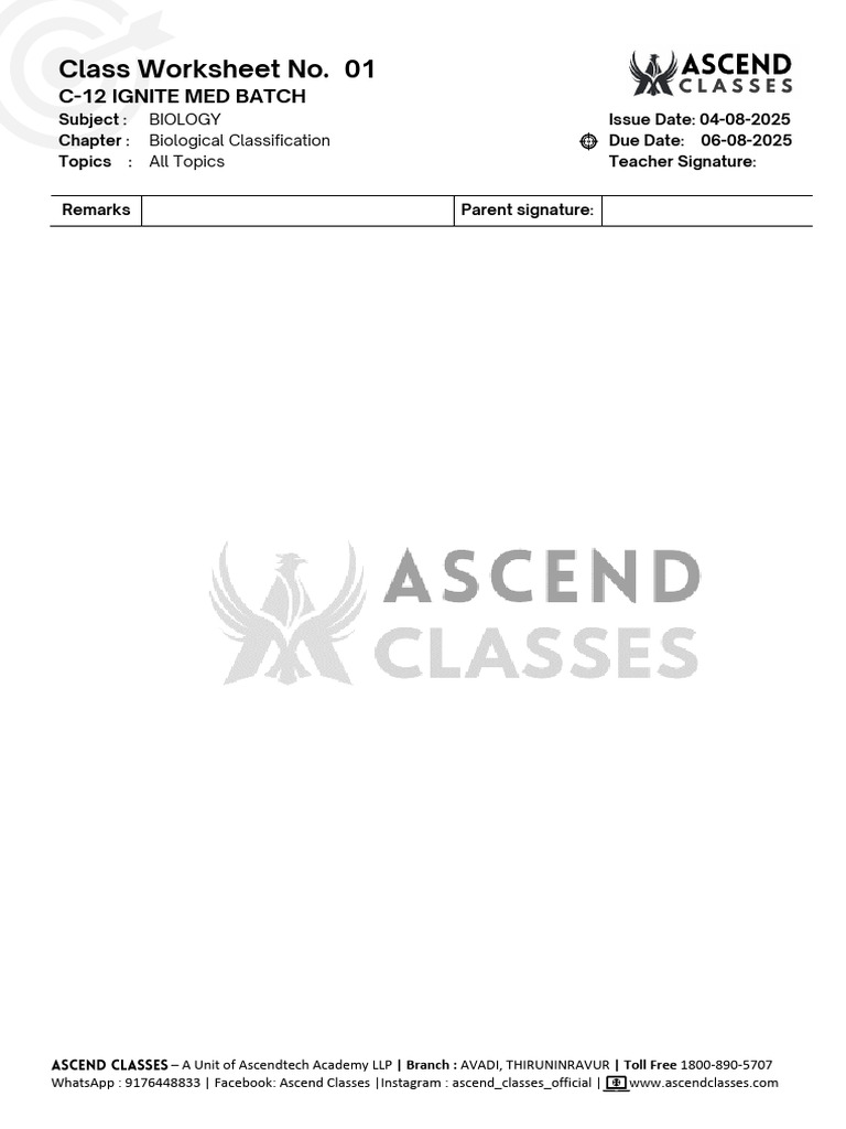 Biology Classification Worksheet | PDF | Protozoa | Fungus