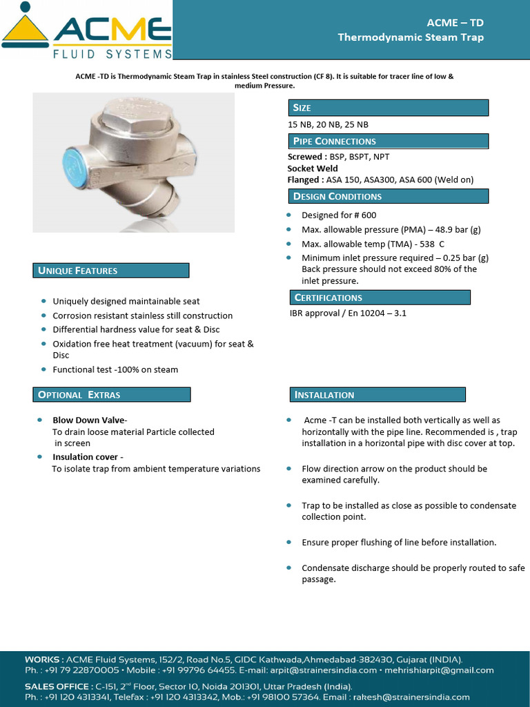 Thermodynamic Steam Traps Pdf Pipe Fluid Conveyance Valve