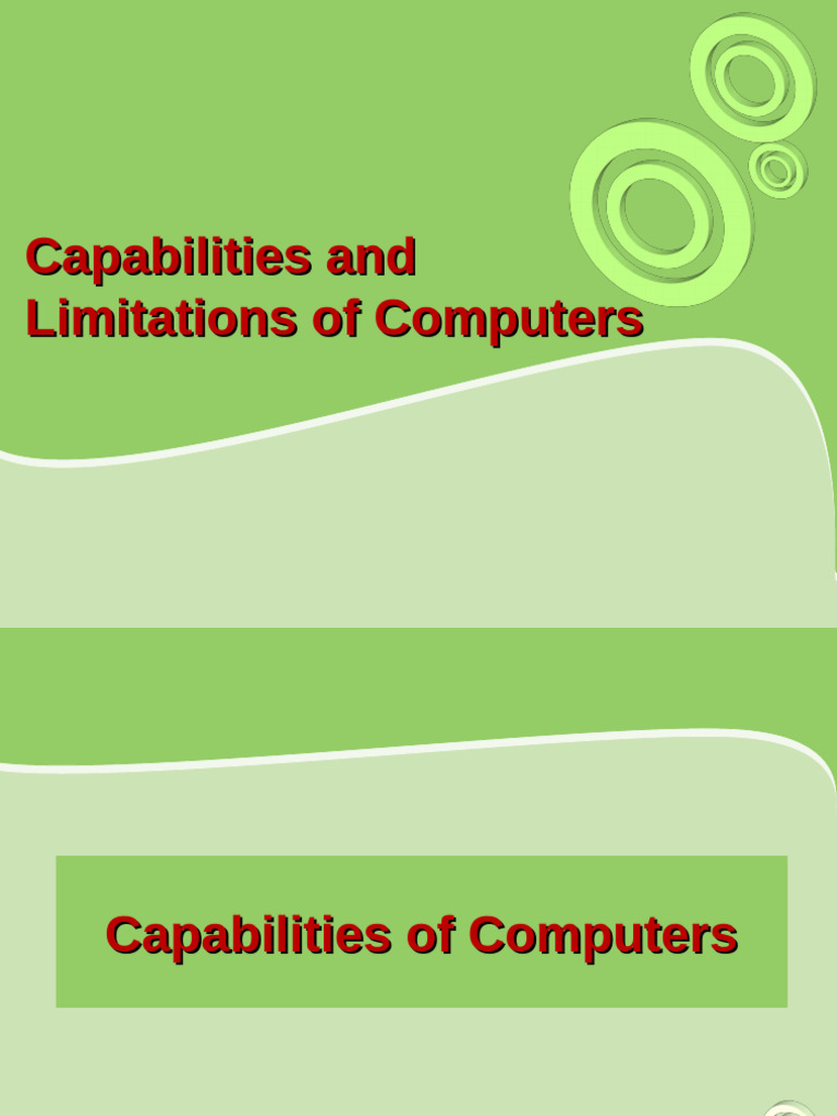 Capabilities and Limitations of Computers | PDF | Computer Data Storage ...
