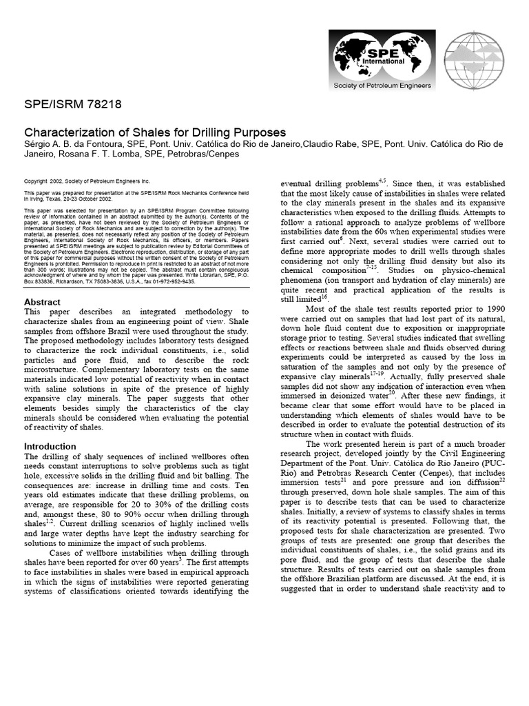 Shale Characterization for Drilling Efficiency | PDF | Porosity | Shale