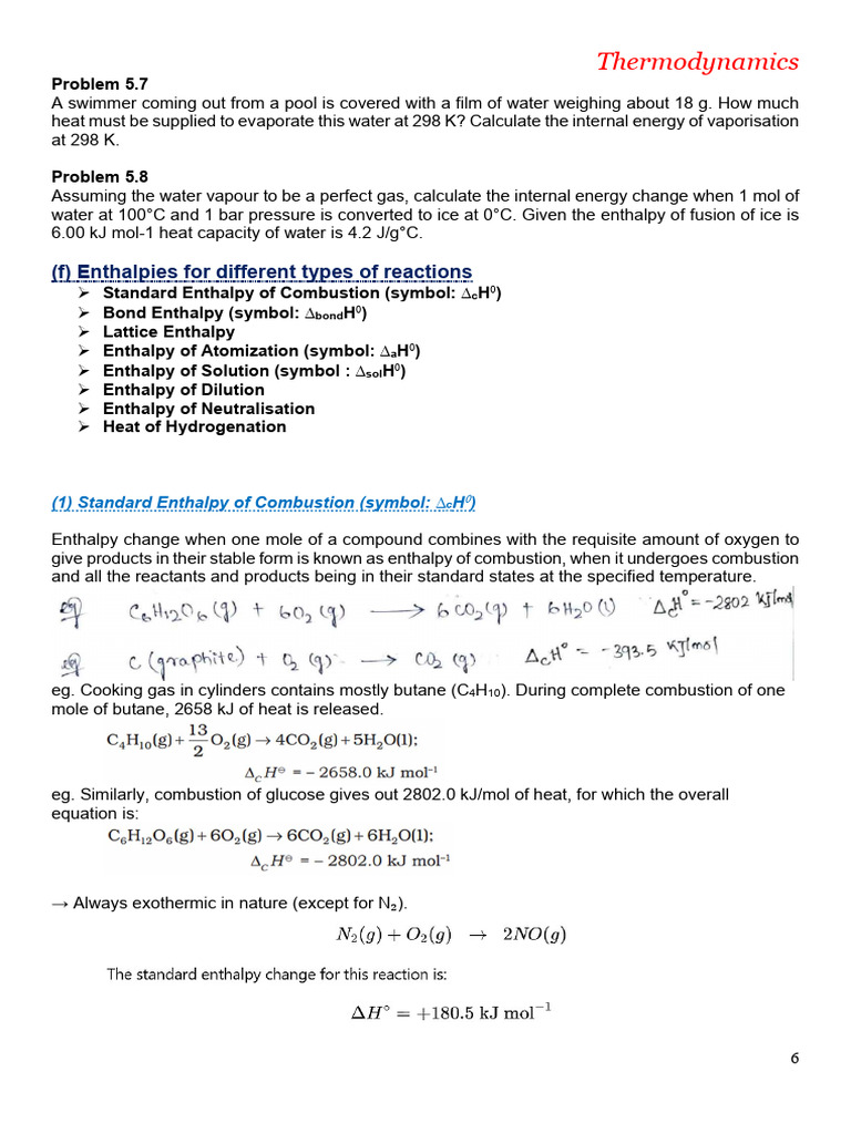 Thermochemistry Class 02 | PDF | Enthalpy | Chemical Bond