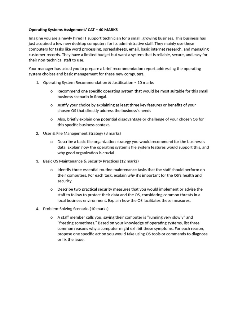 Operating Systems CAT ASSIGN | PDF