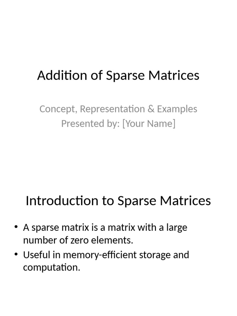 Addition of Sparse Matrices | PDF