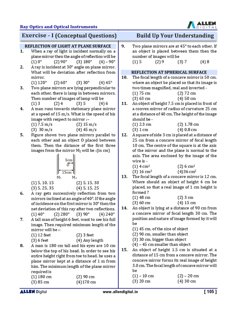 Ray Optics & Optical Instruments | PDF | Optics | Light
