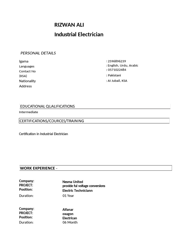 Rizwan Ali CV | PDF