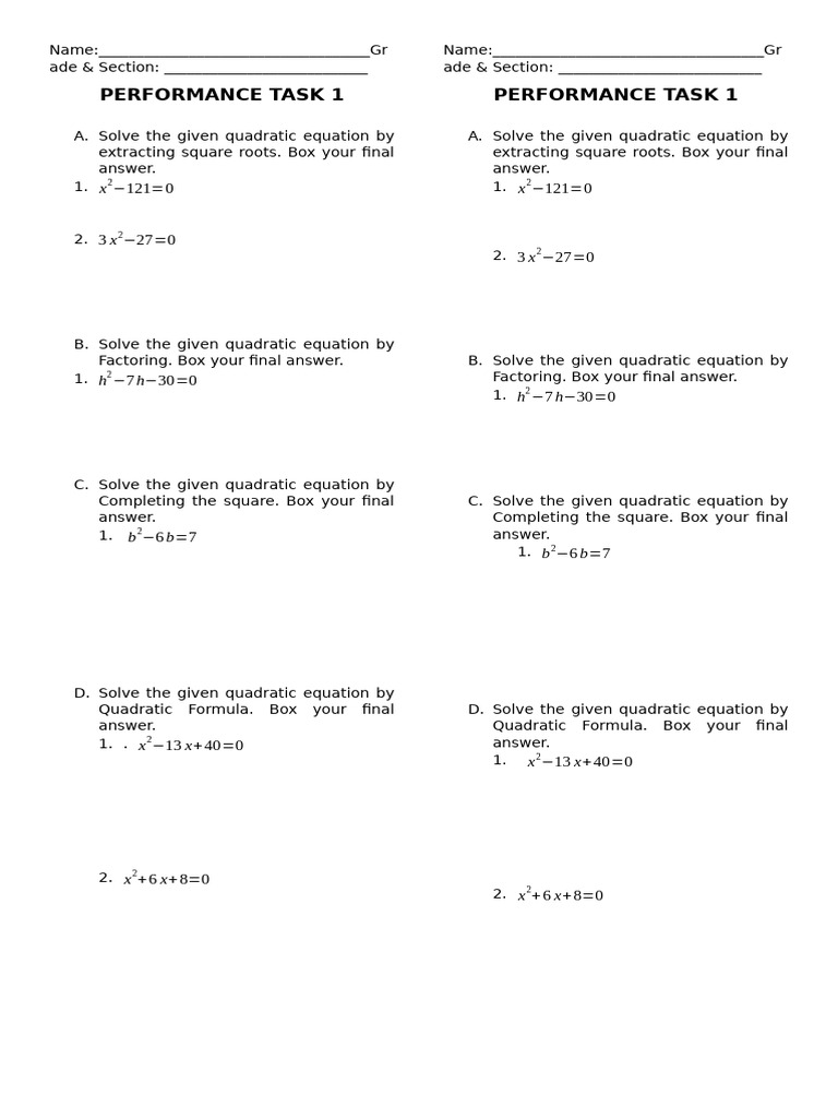 Quadratic Equation Solving Guide | PDF
