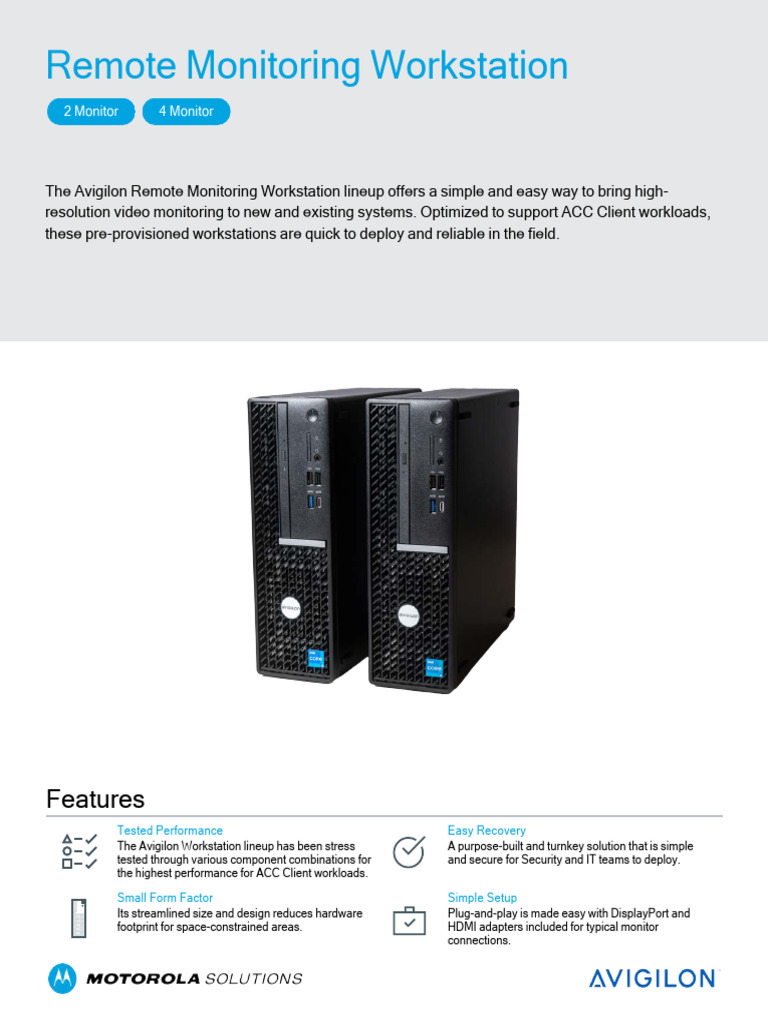 Avigilon Remote Monitoring Workstations | PDF | Hdmi | Computer Monitor