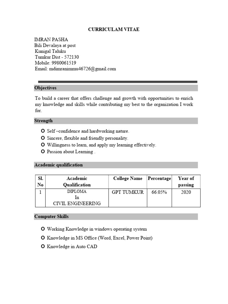 Imran Pasha's Civil Engineering CV | PDF