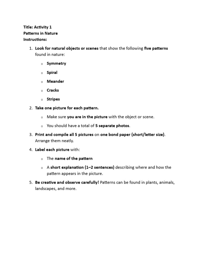 Activity 1 Patterns in Nature | PDF